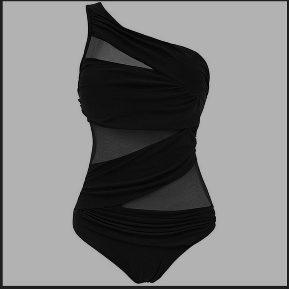 Swim | Asymmetrical Part Sheer Bathing Suit 023 | Poshmark